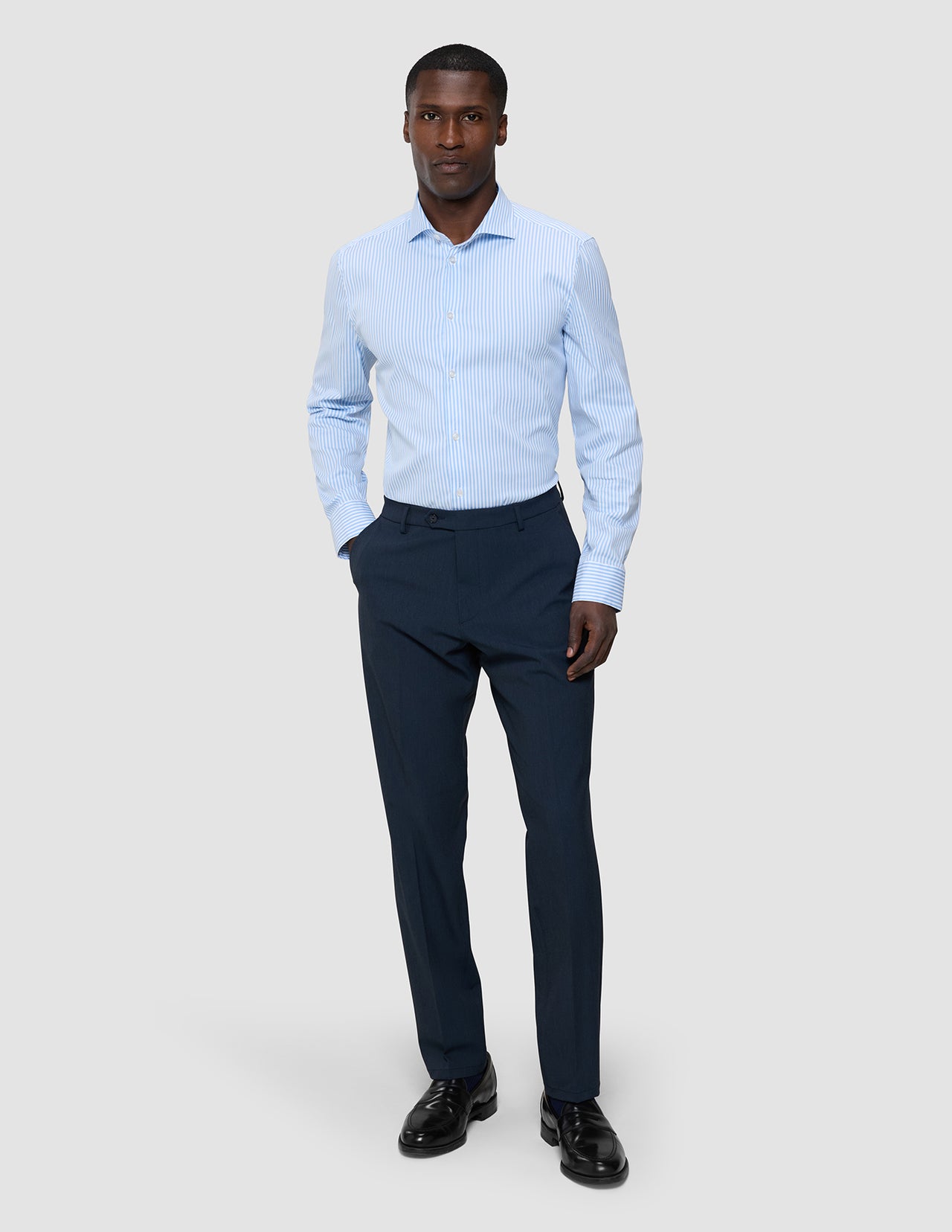 Elevated Shirt Light Blue Stripe Thin Regular | SHAPING NEW TOMORROW